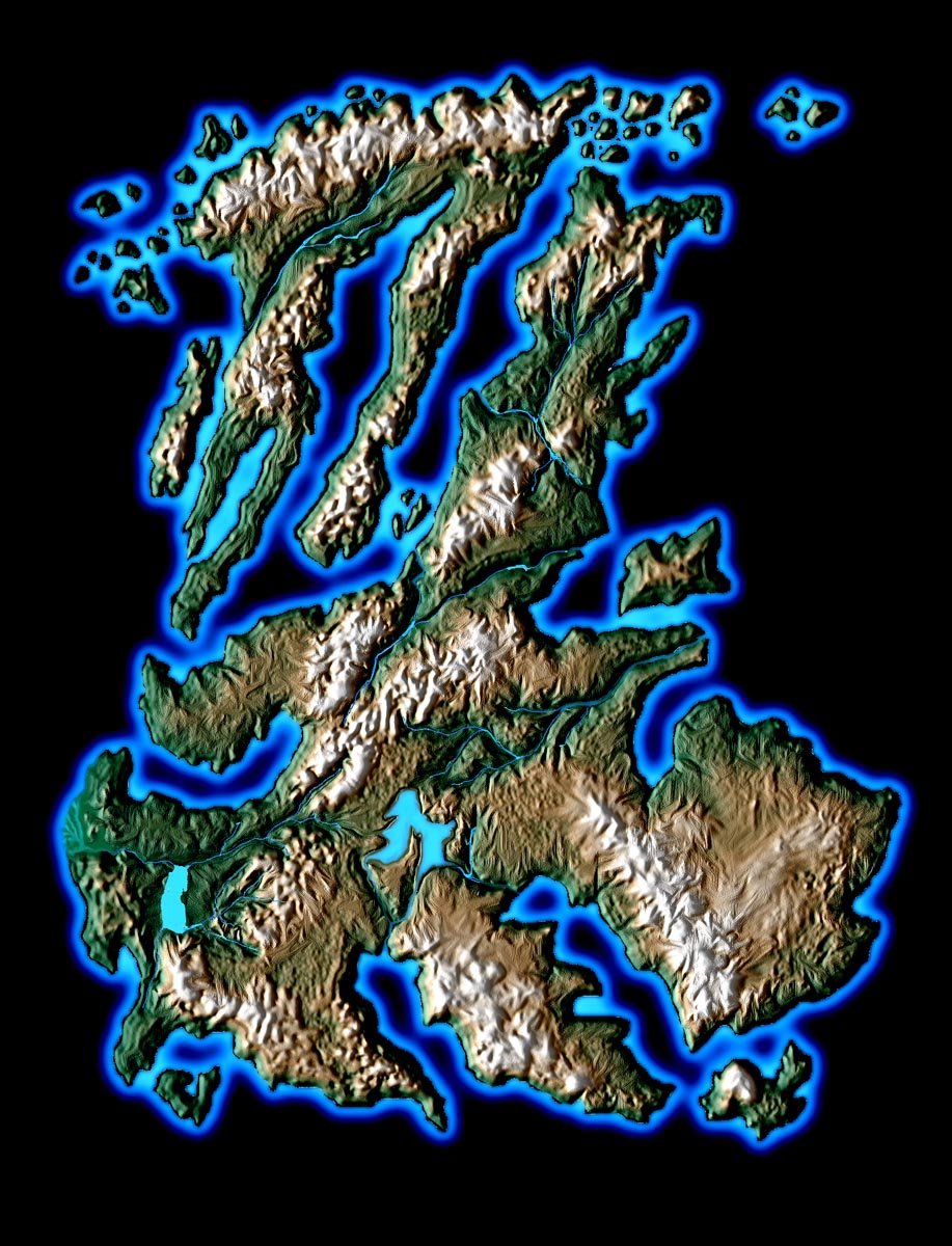 and Photoshop (to create the basic elevation data and blue glow)